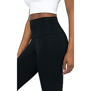 Yogalicious Women’s Lux High Waist Squat Proof Pant Elastic Free Ankle Yoga Legging - Black - Small