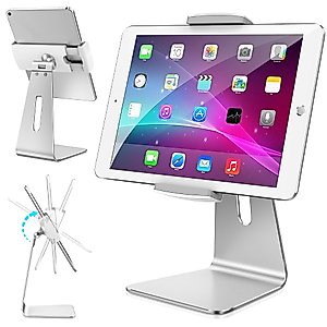 AboveTEK Elegant Tablet Stand, Aluminum iPad Stand Holder, Desktop Kiosk POS Stand for 7-13 inch iPad Pro Air Mini Galaxy Tab Nexus, Tablet Mount for Store Showcase Office Reception Kitchen Countertop