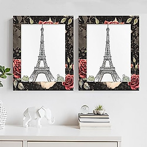 POFATO Skull Red Rose11x14 Picture Frame Wood Photo Frame for Tabletop Display Wall Mount Picture Frame Display 11 x 14 Inch Photo Wall Decor Home Gift Frames