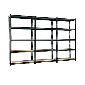 King’s Rack 5 Layer Black Steel Storage Rack Boltless Shelving Unit Tier Layer Height Adjustable Shelf Organizer 30" W x 12" D x 60" H