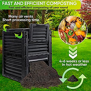 F2C Garden Compost Bin from BPA Free Material -80 Gallon(300 L) Large Compost Bin Aerating Outdoor Compost Box Easy Assembling, Lightweight, Fast Creation of Fertile Soil, Black