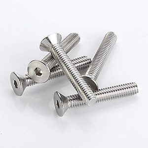 M4-0.7 x 14mm Flat Head Socket Cap Screws Countersunk Bolts, Stainless Steel 18-8 (304), Bright Finish, DIN 7991, Allen Socket Drive, 100 PCS