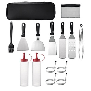 SEFAX Stainless Steel Grilling Kit, BBQ Tools Set, Grill Accessories with Storage Bag, Portable Grilling Utensil Kit, Suitable for Travel, Picnics, RVs, Camping, BBQs, Parties (Size : 14pcs)