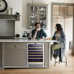 COLZER Premium 24 Inch Wine Cooler, 51 Bottle Wine Fridge with 2 Locks Humidity Control Intelligent Digital Upgrade Compressor Built in or Freestanding Wine Cellars for Home Office Bar