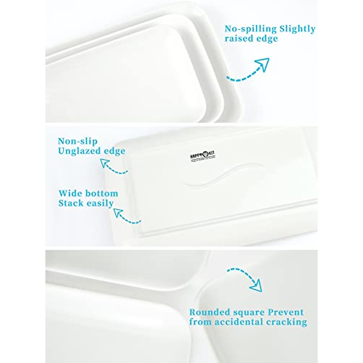 HAPPY KIT 3 Tier Serving Tray with Tong, Ceramic Rectangular Serving Platters for Cupcake Stand Display, 16/14/12inch Tiered Serving Tray with Collapsible Sturdy Metal Rack for Dessert Server Display