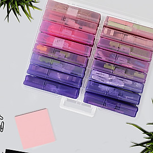 Naivees 4" x 6" Plastic Photo Storage Case with 16 Inner Photo Containers Boxes Greeting Cards Containers Boxes Storage, Seed Storage Perfect for Storing Pictures,Photos and Cards (Pink & Purple)