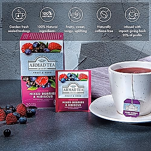 Ahmad Tea, Mixed Berries & Hibiscus, 20 Count (Pack of 6)