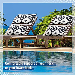 2 Pack Outdoor Lumbar Pillow Chair Head Resting Pillow Black White Chaise Lounge Throw Pillows 16 x 11 Inch Resistant Cushion Cases for Home Balcony Garden Couch (Stripe Style)