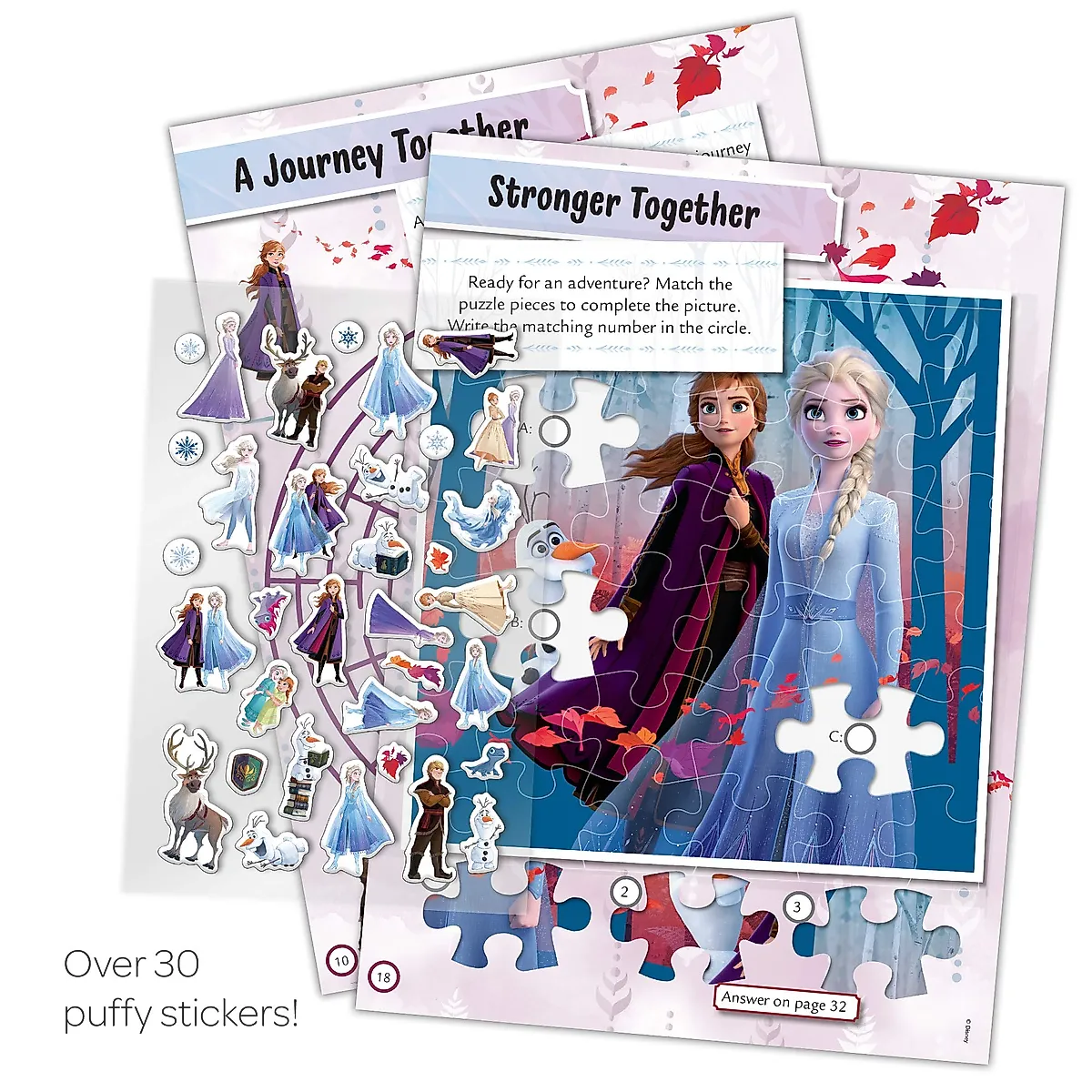 Disney Frozen 2 Anna and Olaf 32-Page Coloring and Activity Book with Puffy Stickers 45823, Bendon