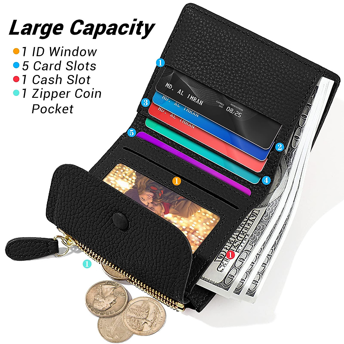 YINHEXI Wallet for Women, Womens Wallet Card Holder, Small Bifold RFID Blocking Purse, Cute Small Leather Pocket Wallet for Women, Girls, Ladies Mini Short Purse