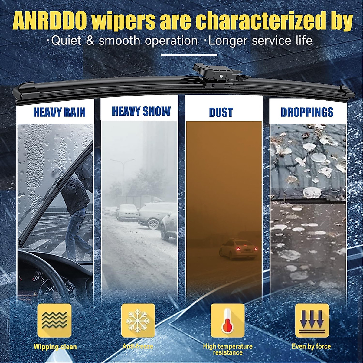 3 wipers Replacement For Ford Explorer 2011-2018 Original Equipment Front and Rear Windshield Wiper Blades Set 26"+22"+11" (Set of 3) Pinch Tab