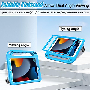 LTROP Kids Case for iPad 9th / 8th / 7th Generation 10.2-inch (2021/2020/ 2019), Shockproof iPad 10.2” Case with Built-in Screen Protector, Blue