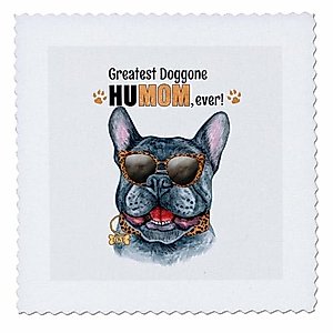 3dRose Sweet Black French Bulldog in Cheetah Print for Mom on Mothers... - Quilt Squares (qs-379215-4)