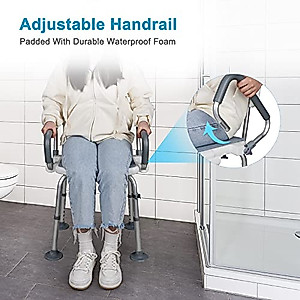 LEACHOI Shower Chair with Detachable Arms and Back 350 lbs, Heavy Duty Shower Seat with Extra 4 Rubber Tips & Shower Grab Bar, Inside Shower Bath Stool for Handicap, Disabled, Seniors & Elderly