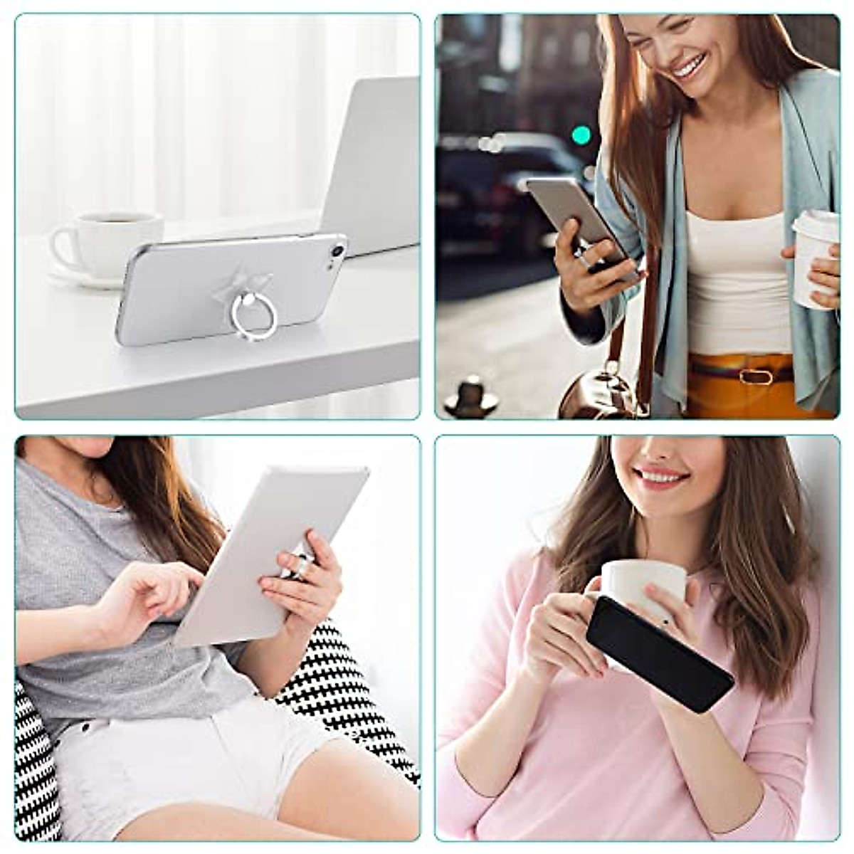 TIESOME Finger Kickstand Cell Phone Ring Holder, 3 Pcs Finger Ring Grip Stands 360° Rotation 180° Phone Ring Stand with Diamond Compatabile with Smartphones (Five-Pointed Star)