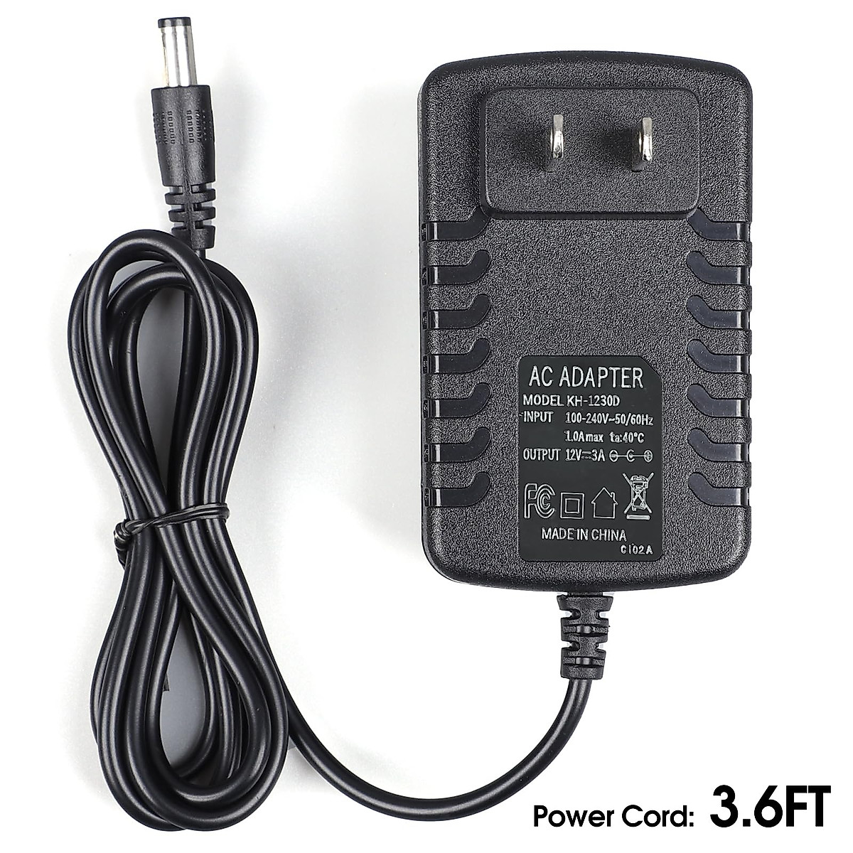 AC Adapter 12V 3A Power Supply 36W, AC 100-240V to DC 12 Volt Wall Mounted Power Adapter for CT CAPETRONIX LED Grow Lights, 36W LED Strip Lights/Projector/Printers/Monitor/WiFi Router (3.6Ft Cord)