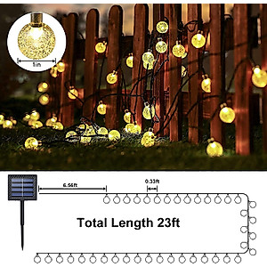 LEIORIO Outdoor Solar String Lights 7M/24Ft 50LED Solar Powered Waterproof Lights 8 Mode Indoor/Outdoor Solar String Lights for Garden,Patio Yard,Home,Parties,Wedding