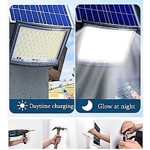 ZXXHNNAIH Solar Street Light IP65 Waterproof Solar Street Lights Outdoor,with 16.4ft Cables Street Solar Light,Easy-to-Install for Basketball Court Backyard