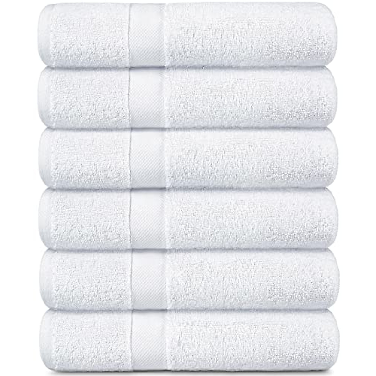 Wealuxe White Bath Towels 24x50 Inch, Cotton Towel Set for Bathroom, Hotel, Gym, Spa, Soft Extra Absorbent Quick Dry 6 Pack