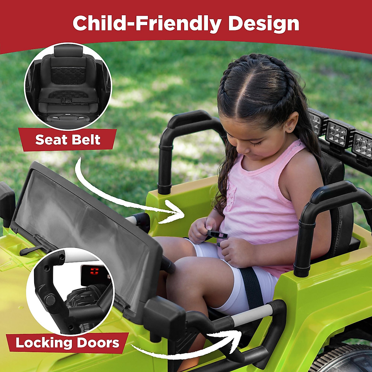 Best Choice Products Kids 12V Ride On Truck, Battery Powered Toy Car w/Spring Suspension, Remote Control, 3 Speeds, LED Lights, Bluetooth - Green