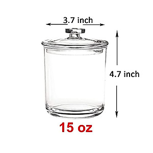 Youngever 2 Pack 15 Ounce Clear Plastic Apothecary Jars, Qtip Holder, Cotton Swab Holder, Bathroom Vanity Organizer for Cotton Balls, Cotton Swab, Qtips