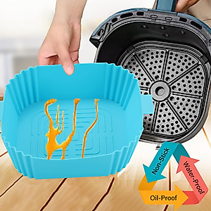 Air Fryer Silicone Liners-Silicone Air Fryer Liners,Air Fryer Liners Rectangular Silicone Air Fryer Basket Accessories Airfryer Liners Rectangle Air Fryer Liner Pot Basket Reusable Baking Tray 2pcs
