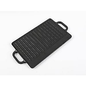 HAWOK Cast Iron Reversible Grill Rectangular Griddle 12.6x8 inch