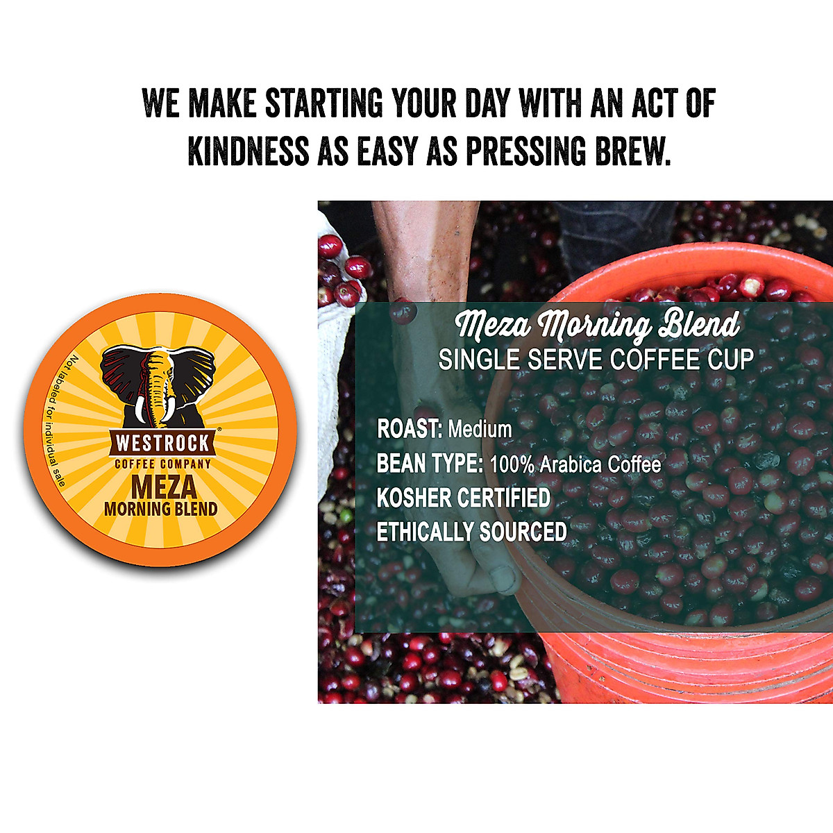 Westrock Coffee Company, Meza Morning Blend, Single Serve Coffee Cup, Medium Roast (12)