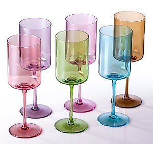 comfit Colored Wine Glass Set of 6-13 oz Made Hand Blown Crystal square wine glass, Dishwasher-Safe Crystal Red Wine Glass Gift Set for men or women Wedding, Anniversary, Christmas