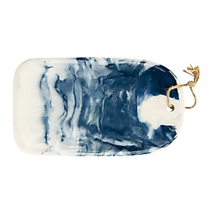 Blue & White Ceramic Cheese/Cutting Board with Marble Glaze Finish