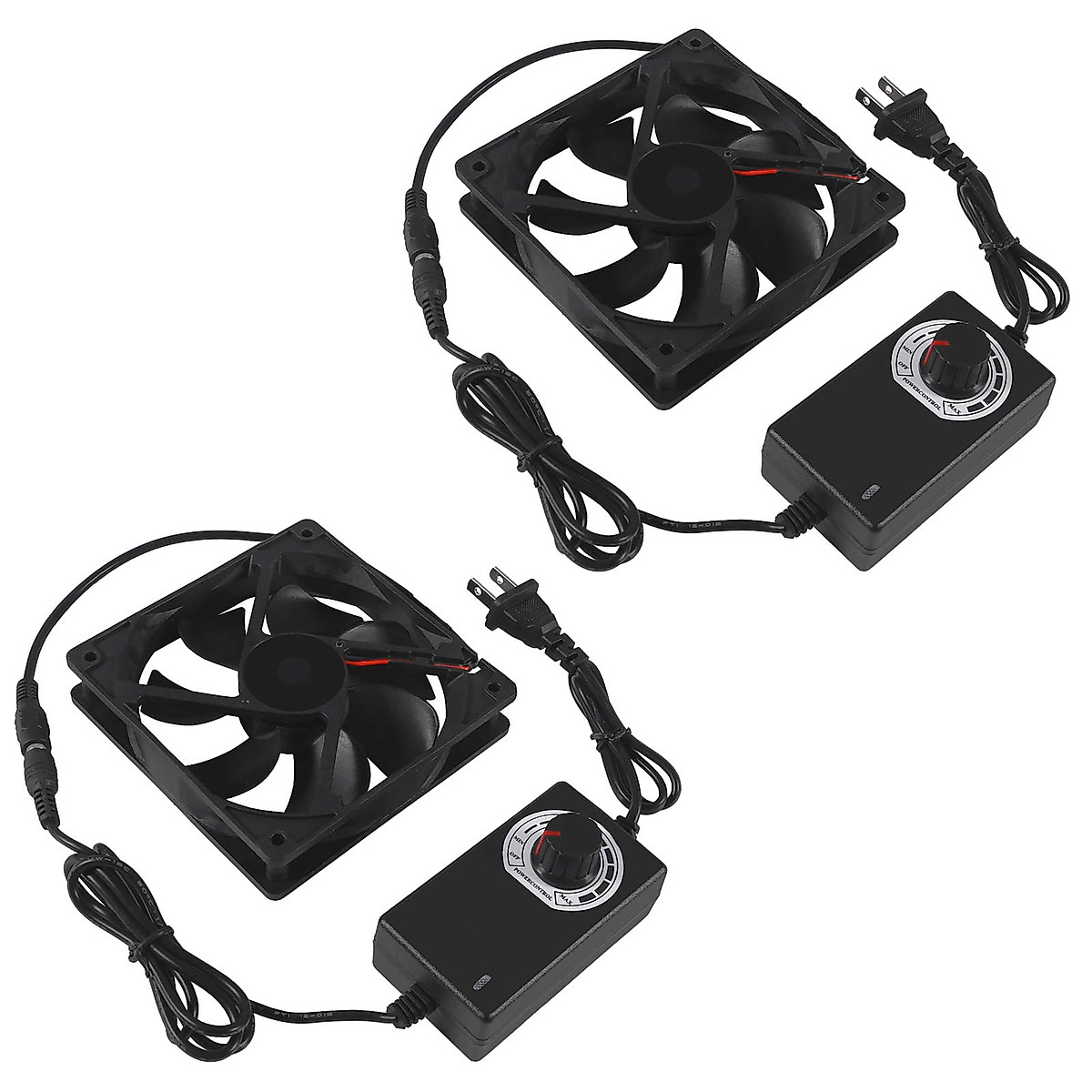 2PCS Blower Cooling Fan 120x25mm 110V 220V AC Powered Cooling Fan Dual-Ball Bearings 3 to 12V Speed Controller Fan for Receiver DVR Compatible with PlayStation Xbox Component