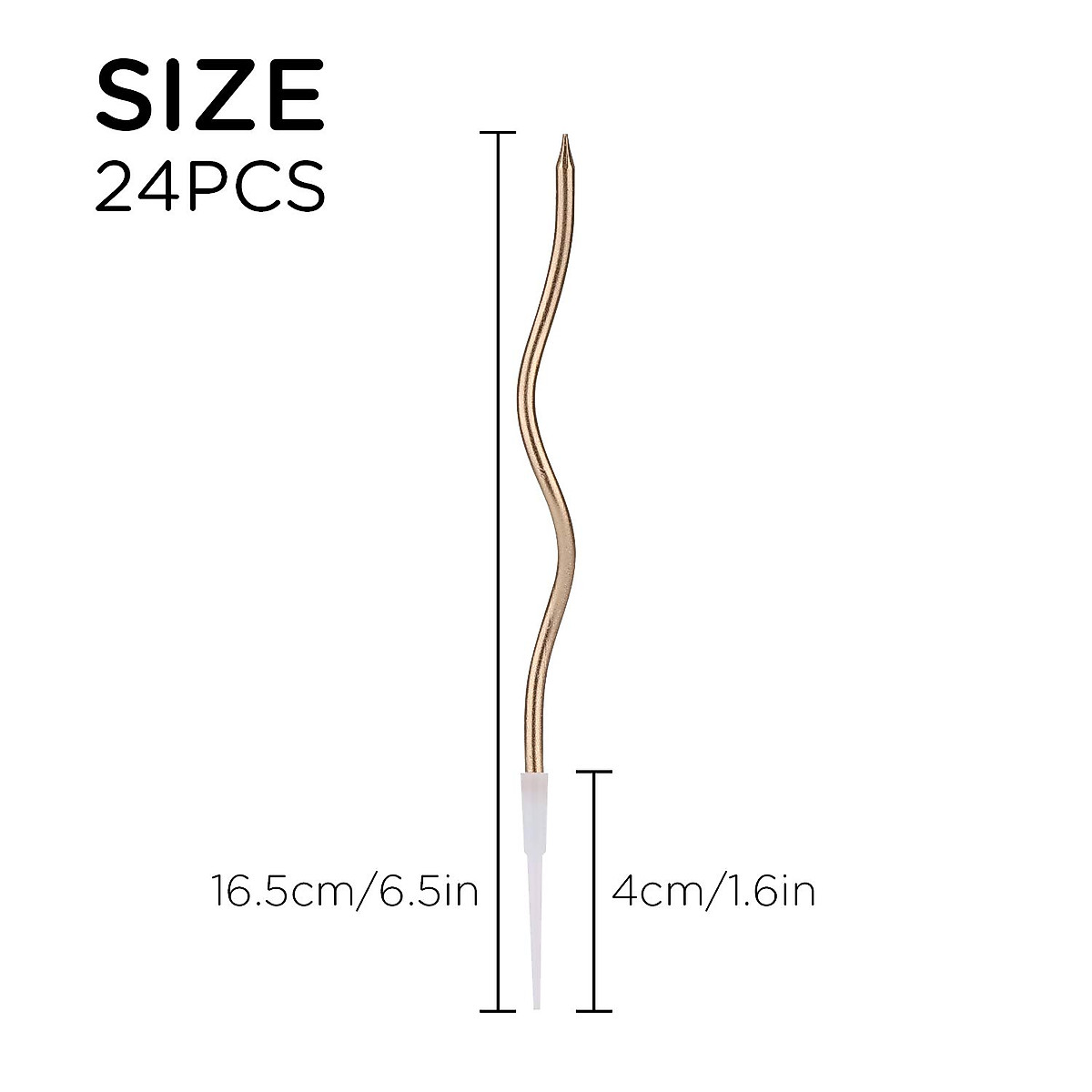 LUTER 24pcs Metallic Birthday Candles in Holders Spiral Birthday Cake Candles Long Thin Cupcake Candles for Birthday Wedding Party Decoration (Champagne)