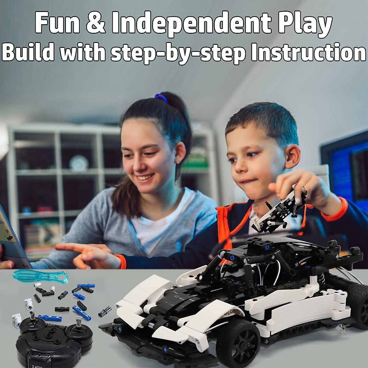 WISEPLAY Model Car Kits to Build for Adults and Kids 9 12 14 Year - STEM Projects for Kids Ages 8 12 16 yr - Build Your Own Remote Control Building Car Kit - Great STEM Building Toy Gifts 457 Pieces
