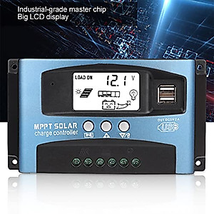 Solar Charge Controller, MPPT Solar Charge Controller 12v/24v Current Auto Focus MPPT Tracking Charge with LCD Display Dual USB Solar Regulator Charge Controller Multiple Load Control Modes (100A)