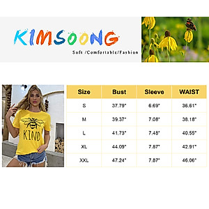 Be Kind Tshirt Women Cute Bee Graphic Shirt Funny Inspirational Teacher Short Sleeve Tees Tops Yellow Large