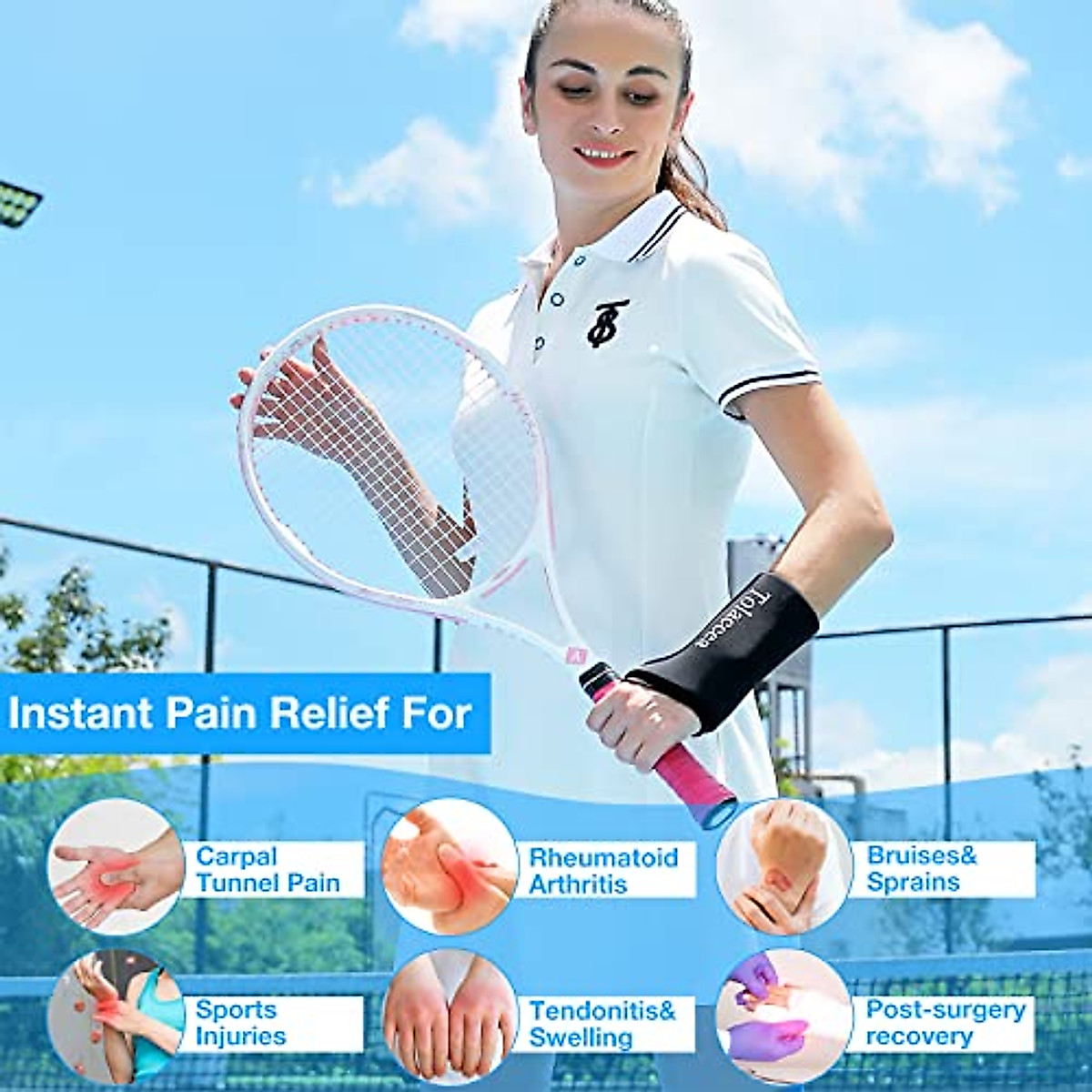 Tolaccea Wrist Ice Pack Wrap & Heating Pad Microwavable Hot & Cold Therapy Wrist Brace for Pain Relief of Carpal Tunnel, Rheumatoid Arthritis, Tendonitis, Sports Injuries, Swelling, Bruises & Sprains