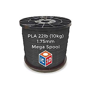 IC3D Grey 1.75mm PLA 3D Printer Filament Mega Spool (10kgs) - Dimensional Accuracy +/- 0.05mm - Professional Grade 3D Printing Filament - MADE IN USA