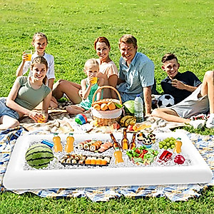 Jasonwell Inflatable Serving Bars Ice Buffet Salad Serving Trays Food Drink Holder Cooler Containers Indoor Outdoor BBQ Picnic Pool Party Supplies Luau Cooler w Drain Plug