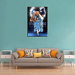 Ja Morant Poster Watercolor Canvas Wall Art Basketball Wall Art Wall Painting Basketball Nova Ja Morant Bedroom Cool Poster EMXEE (16x24 No Framed,A)