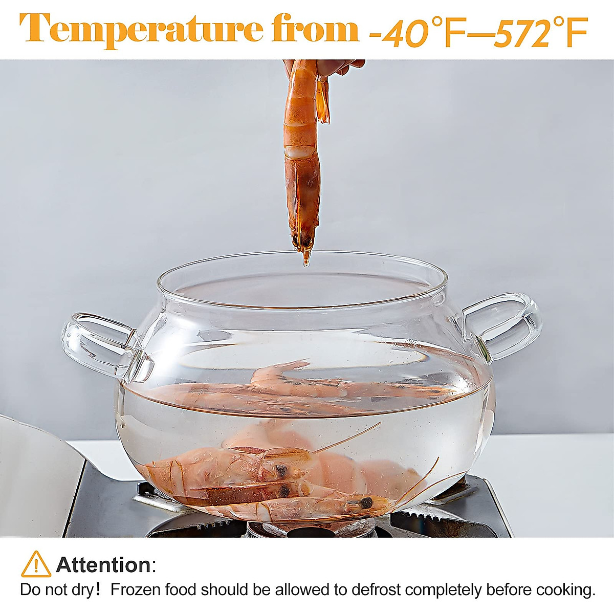 XJLVSV 64 Oz (2 Quart) Glass Clear Saucepan with Lid,Best Handmade Easy Clean Heat Resistant Glass Cooking Pot for Noodles, Soup, Cereals, Fruits