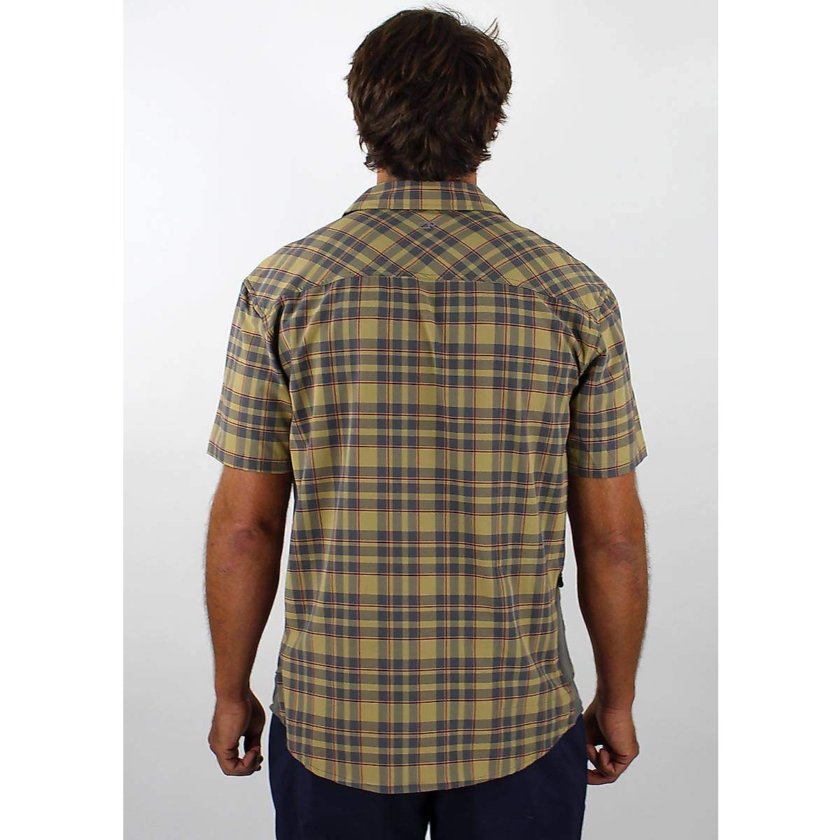 Club Ride Apparel Men's Detour Short Sleeve Cycling Jersey, Comfort Snap Down Top, Moisture Wicking Riding Shirt with Pocket, 50 UPF Breathable Bike Shirt, Khaki/Cayenne, Small