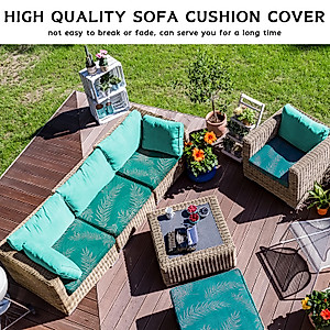 Mixweer 14 Pcs Outdoor Cushion Slipcovers Replacement Furniture Chair Seat Patio Cushion Covers Slipcovers with Zipper and Tie for Outdoor Patio Furniture Sofa Couch
