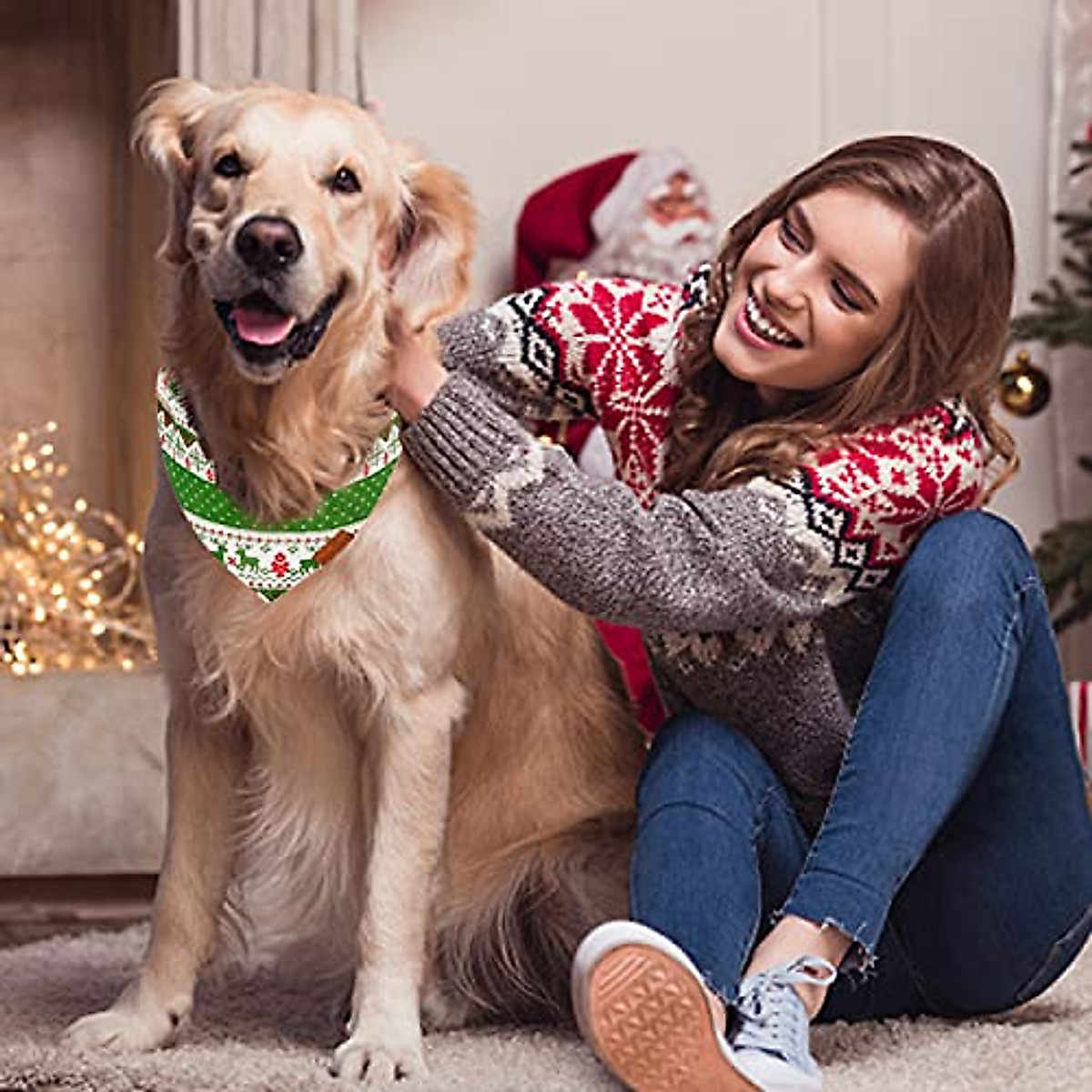 MOLEDINO Christmas Dog Bandanas for Girls Boys (2 Packs), Cute Funny Dog Bandanas Collar Set Durable Washable Dog Handkerchief Soft Dog Scarf for Holiday Birthday