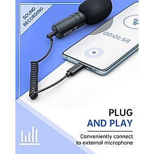 jstma USB-C Microphone-Adapter - 3.5mm TRS to Type C Video Mic Cable with 24bit 192kHz ADC - Compatible with Samsung Android Phones and RODE VideoMicro - Not for Action Cameras with i2s Mic Input