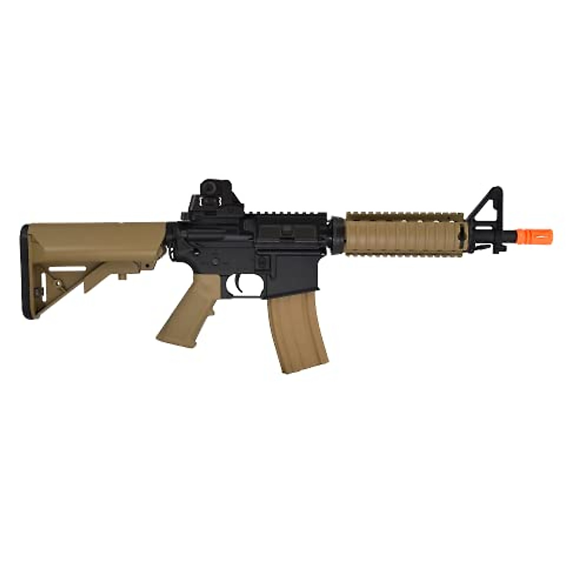 SOFT AIR USA Colt M4A1 M4 CQBR AEG Electric Airsoft Rifle with Adjustable Hop-Up, Dark Earth/Tan, 453 FPS