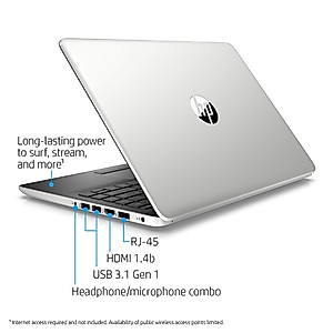 HP 14-inch Laptop, 8th Generation Intel Core i3-8130U Processor, 4 GB SDRAM, 128 GB Solid State Drive, Windows 10 Home in S Mode (14-df0020nr, Natural Silver)