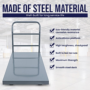 5Seconds Platform Cart Industrial Dolly Cart Heavy Duty 48” X 24” Platform Truck Commercial Cart Flatbed Platform Cart with 2000lb Capacity, Moving Cart 6” Swivel Wheels Flatbed cart, Push Cart