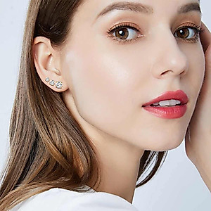 5 Pairs Titanium Screw Back Stud Earrings Set for Sensitive Ears, Hypoallergenic Surgical Stainless Steel Double Sided Round Cubic Zirconia Earrings for Women Men (5pcs gold stud set)