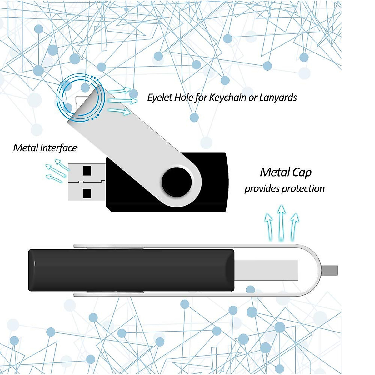 4GB Flash Drive 10 Pack FEWINA Multipack USB Drive 4 GB Memory Stick USB 4GB Jump Drives 4 Gig Zip Drive Pendrive for Data Storage (Multi-Color with 10 Lanyards)