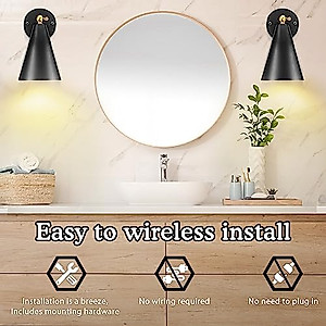 Battery Operated Wall Sconce, Wireless Wall Lights Set of 2, 13 RGB Colors Dimmable Battery Powered Wall Lamp Fixture with Remote Control, Memory Function, Auto Timer for Bedroom, Living Room, Hallway